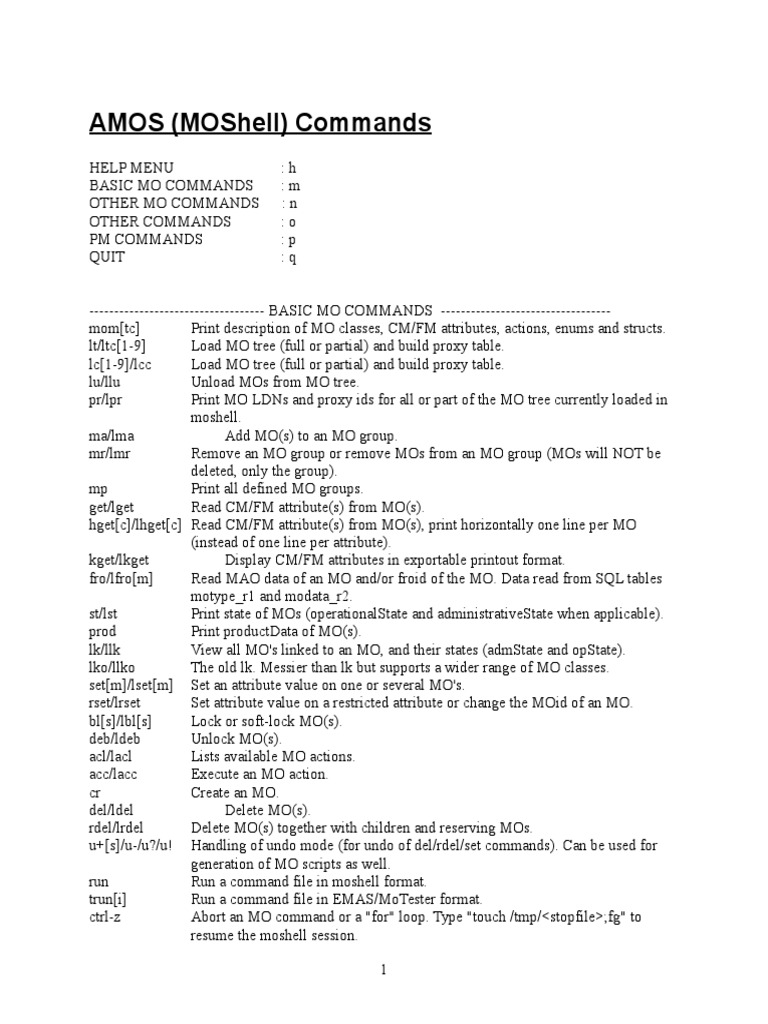 Amos (Moshell) Commands | PDF | File Transfer Protocol | Data