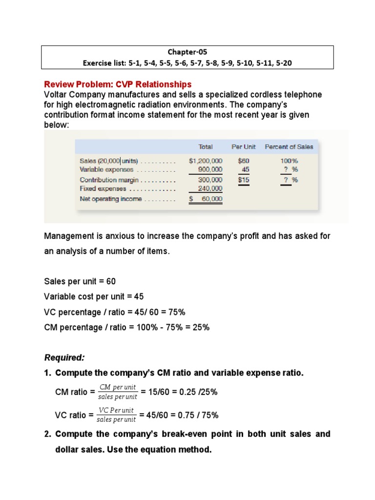 CVP Analysis and CM Ratio Insights | PDF | Accounting | Marketing