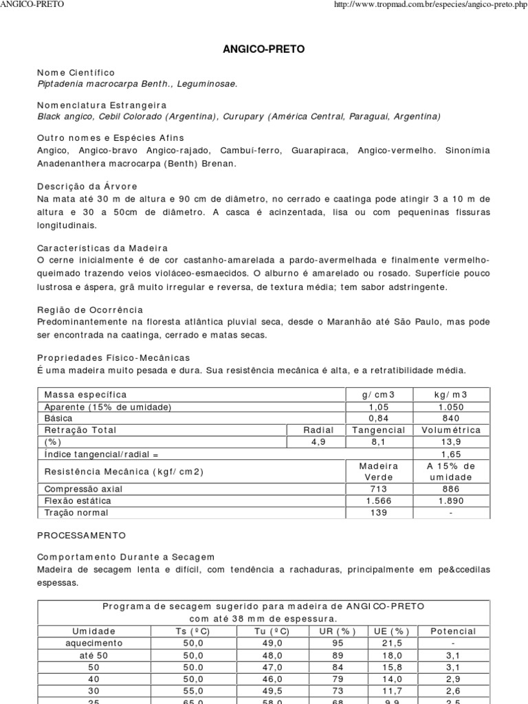 Angico Preto | PDF | Madeira | Produtos florestais