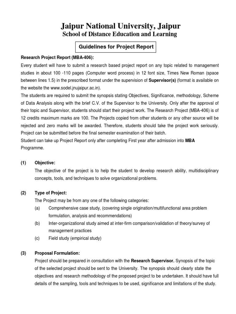 Project-Guidelines-for-MBA-2nd Year | PDF | Master Of Business ...