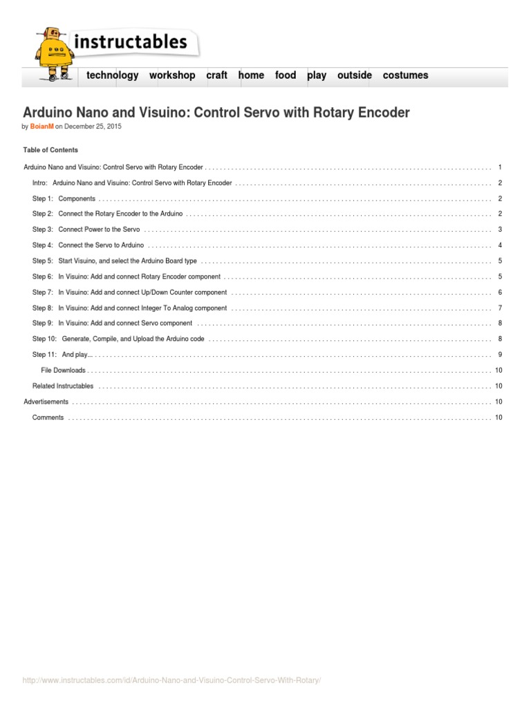 Arduino Nano and Visuino Control Servo With Rotary | PDF | Arduino ...
