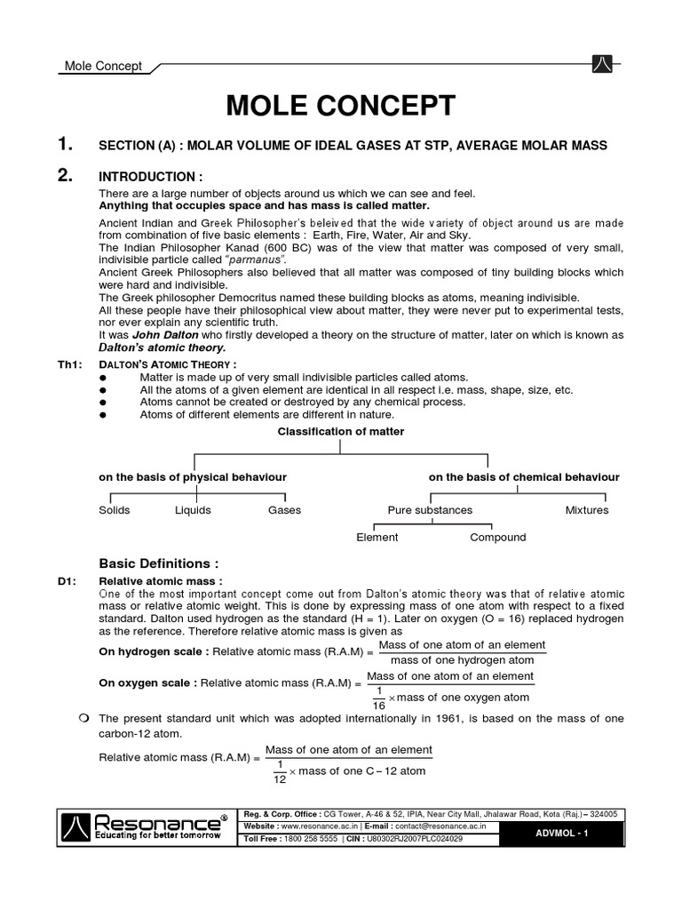 Chemistry Students' Mole Concept Guide | PDF | Redox | Stoichiometry