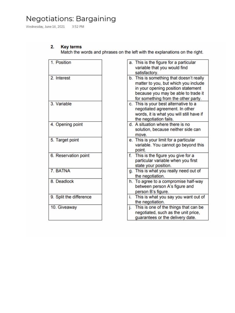 Positions and Interests - Vocabulary Exercise | PDF