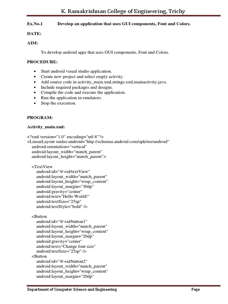 Implementing Layout Managers, Event Listeners and Passing Data Between ...