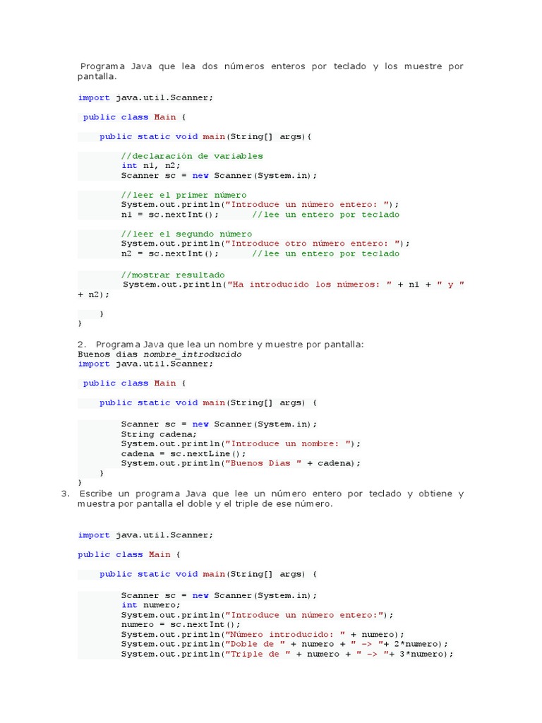 Programa Java Que Lea Dos Números Enteros Por Teclado y Los Muestre Por ...