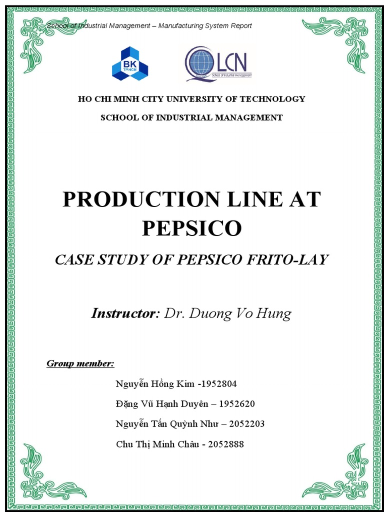 Production Line at Pepsico: Case Study of Pepsico Frito-Lay | PDF ...