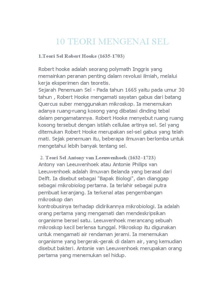 10 Teori Mengenai Sel Pdf