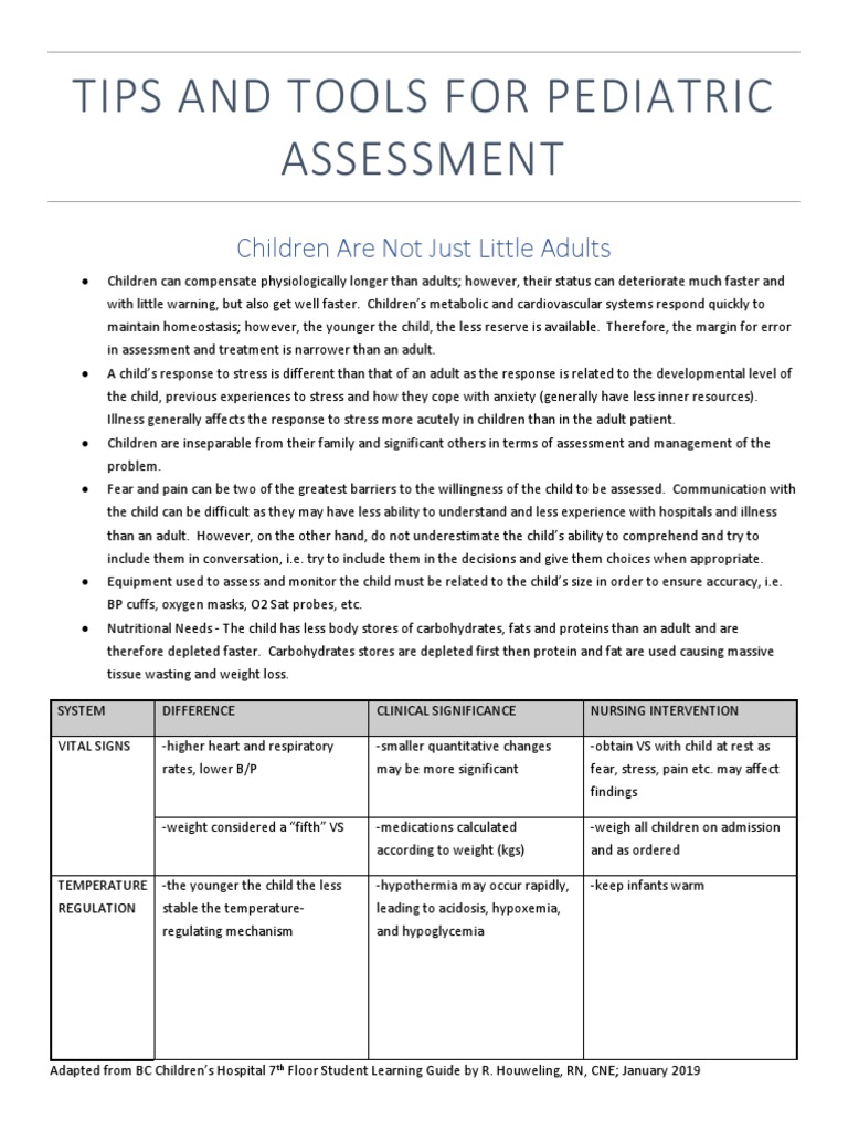 Tip and Tools For Pediatric Assessment and Care | PDF | Respiratory ...