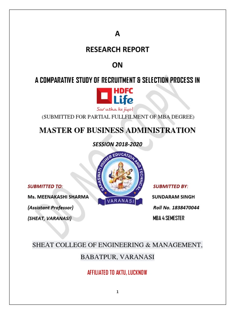 A Research Report ON: A Comparative Study of Recruitment & Selection ...