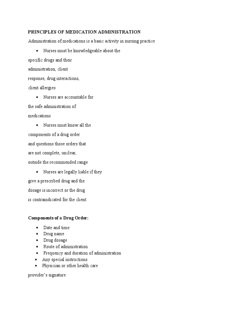 Principles of Medication Administration | PDF | Injection (Medicine ...