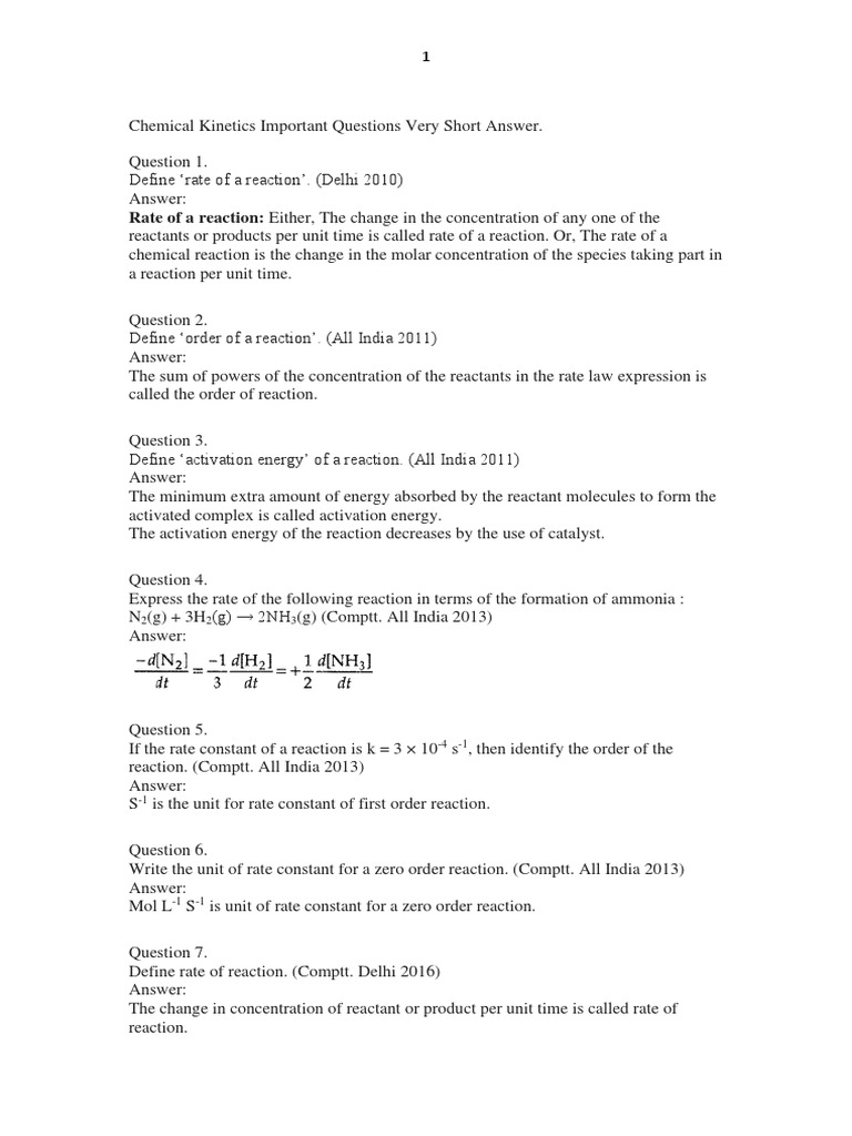 Chemical Kinetics | PDF | Reaction Rate | Reaction Rate Constant