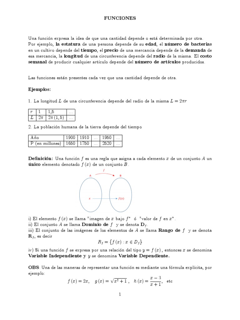 Introducción a las funciones matemáticas | PDF | Función (Matemáticas ...