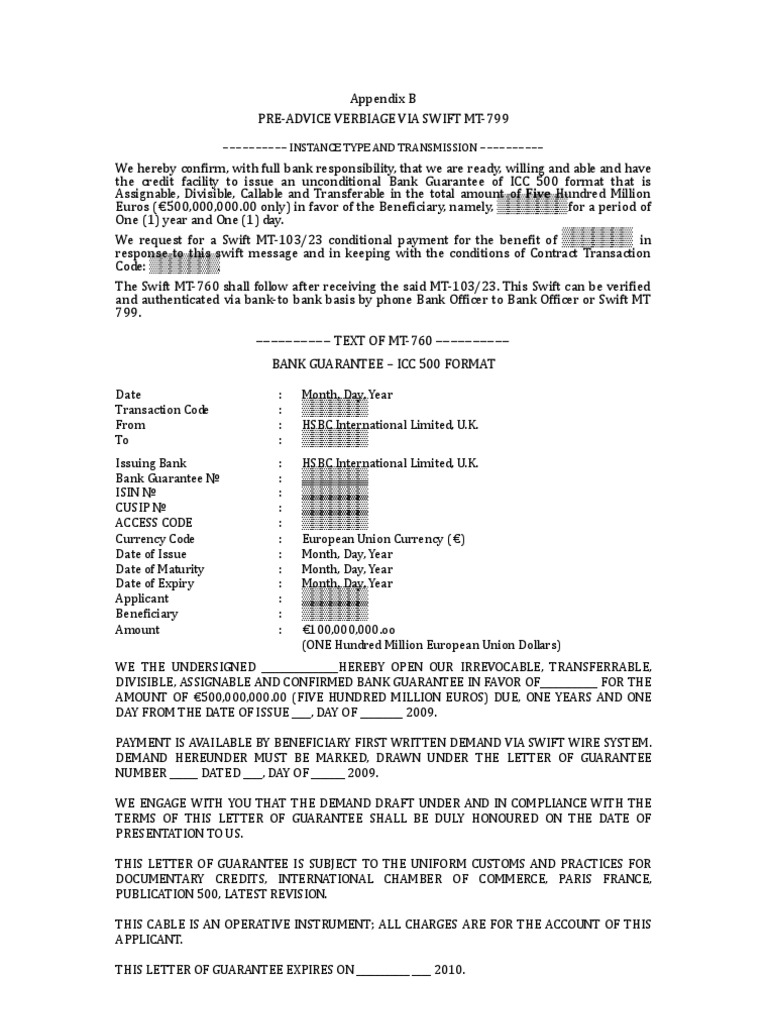 Format - MT799 MT760 MT 103.23 | PDF | Financial Transaction | Services ...