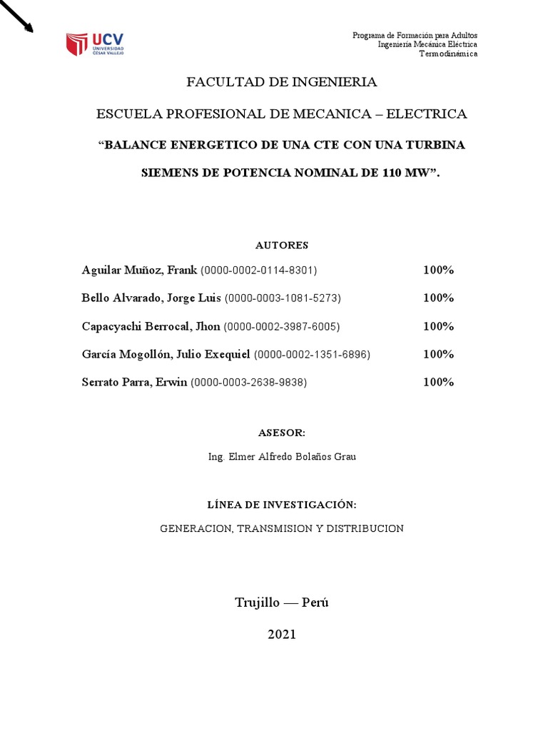 G5-Balance Energetico de Una Cte - Corregido | PDF | Vapor | Calor