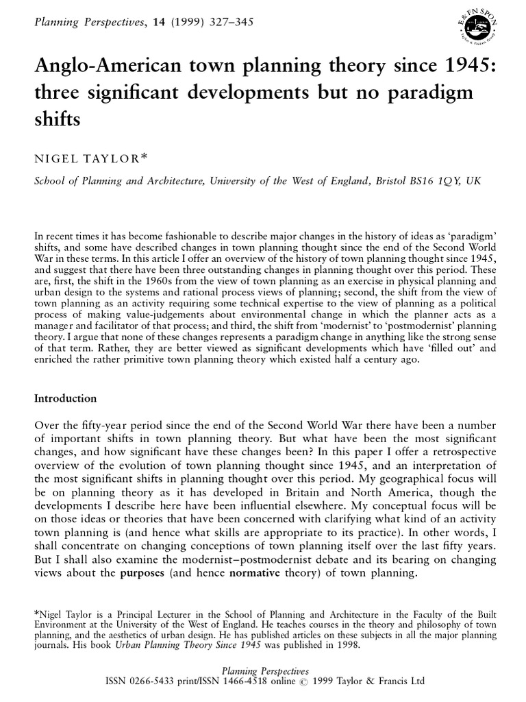 Nigel Harris - Paradigm Shifts in Town Planning Theory | PDF | Paradigm ...