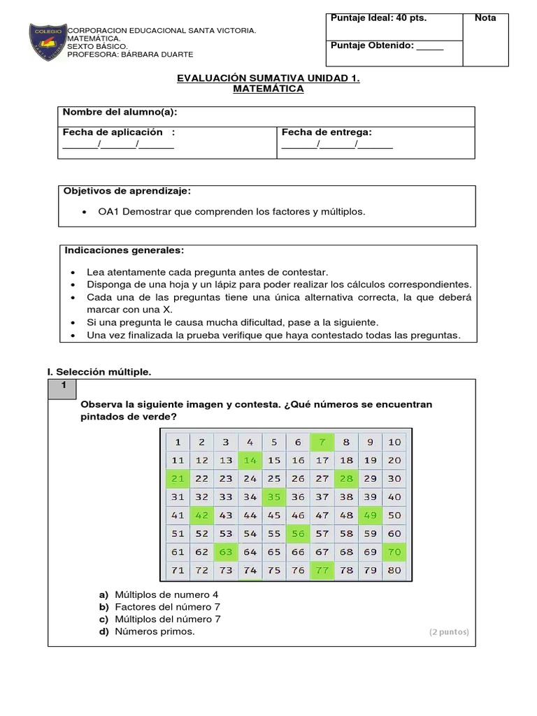 Prueba de Factores Multiplos Divisores Numeros Primos y Compuestos ...