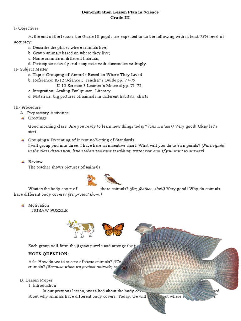 Grade III Lesson Plan on Grouping Animals by Habitat | PDF | Teachers ...