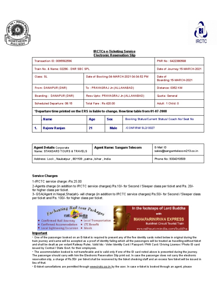 Train Ticket | PDF | Identity Document | Transport