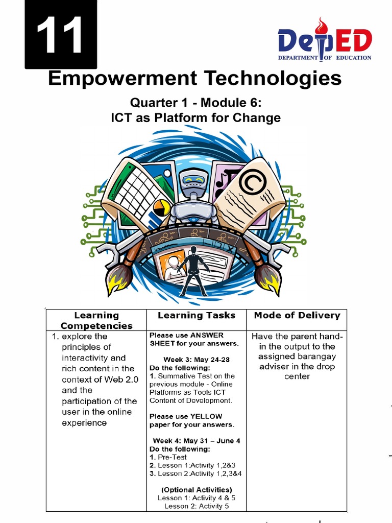 Empowerment Technologies: Quarter 1 - Module 6: ICT As Platform For ...