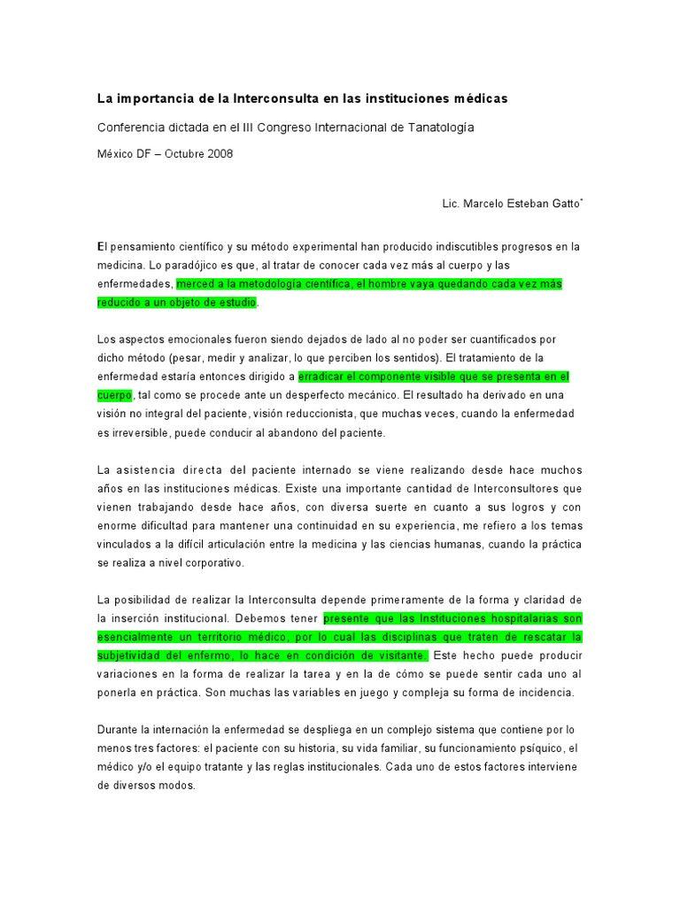 Interconsulta: Clave en Medicina Integral | PDF | Interdisciplinariedad ...