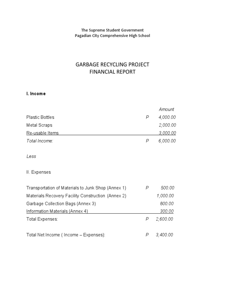 SSG Financial Reporting Worshop Worksheets | PDF | Recycling | Economies