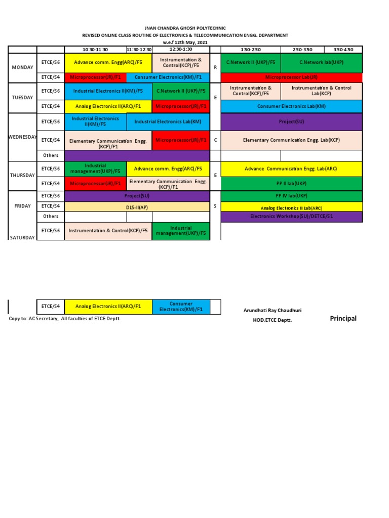 Jnan Chandra Ghosh Polytechnic Revised Online Class Routine of ...