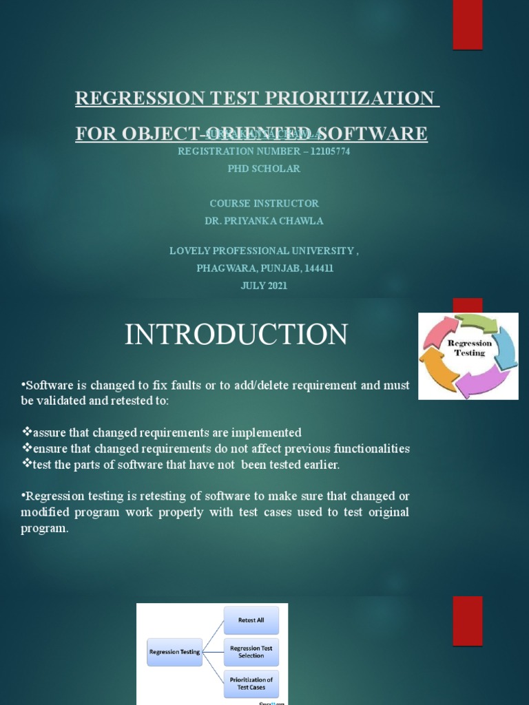 Regression Test Prioritization For Object Oriented Software Pdf Software Testing Genetic