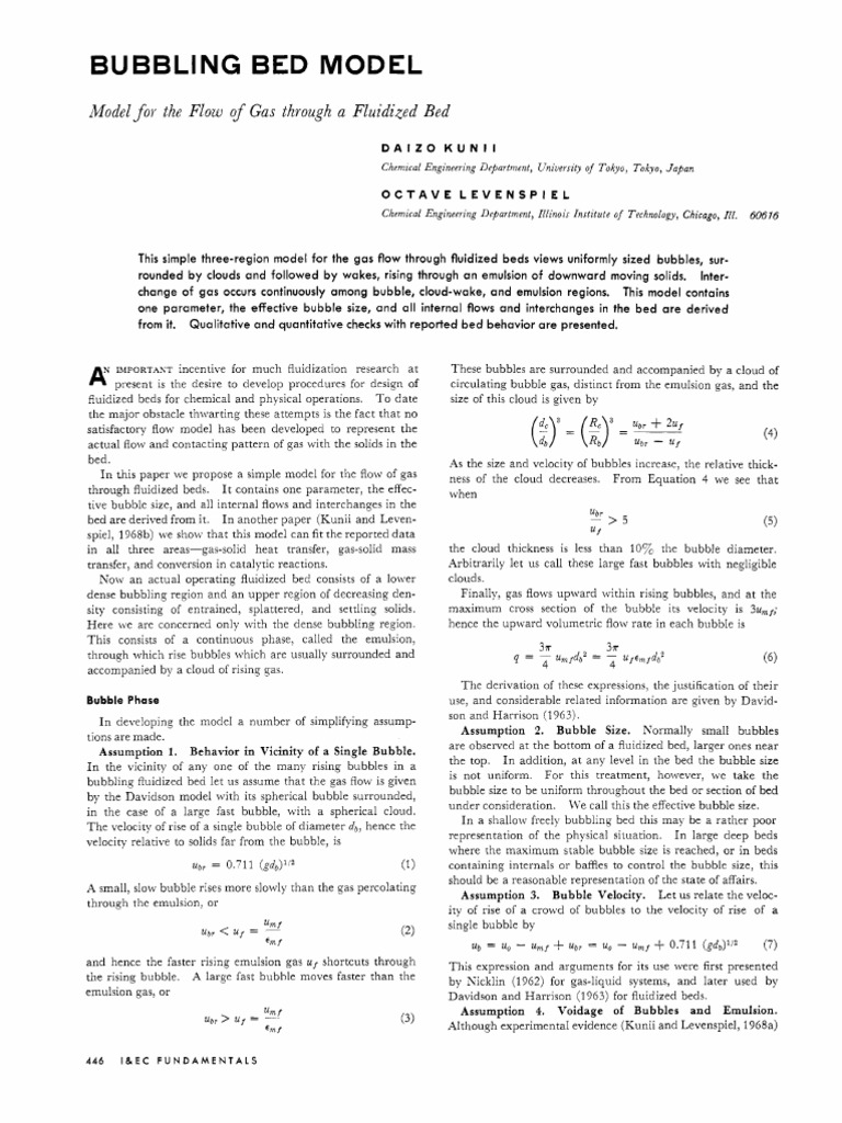 Kunii1968 - Bubbling Bed Model | PDF | Gases | Fluid Dynamics