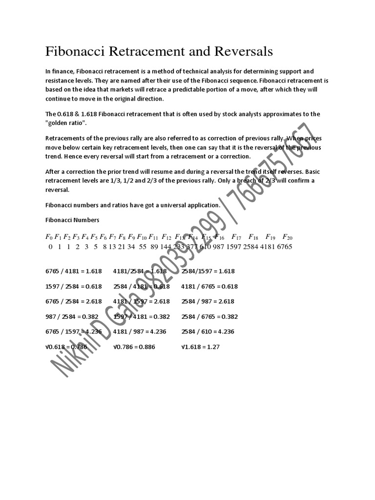 Fibonacci Retracement and Reversals | PDF
