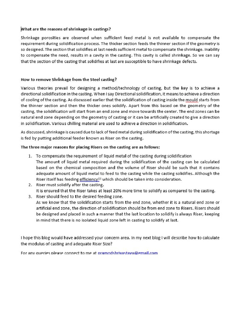 Directional Solidification of Steel Castings Part2 | PDF