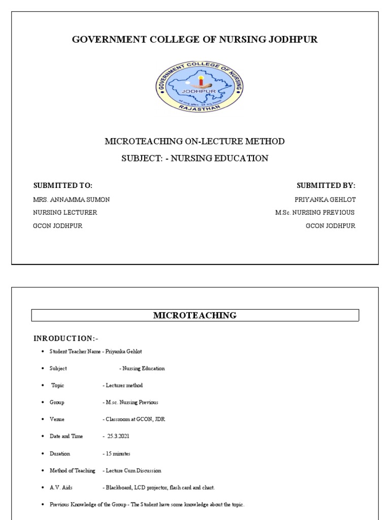 Microteaching Lecture Method | PDF | Lecture | Teachers