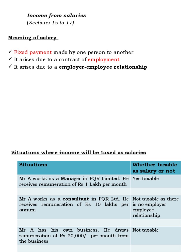 Income From Salaries: (Sections 15 To 17) | PDF | Employee Benefits ...