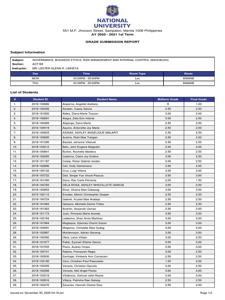 551 M.F. Jhocson Street, Sampaloc, Manila 1008 Philippines: AY 2020 ...