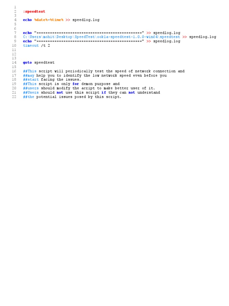 Speedtest CMD Sample | PDF