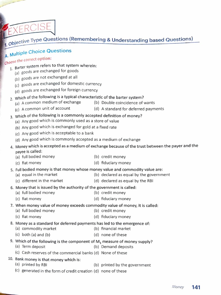 Exercise: Abiective Type Questions (Remembering & Understanding Based ...