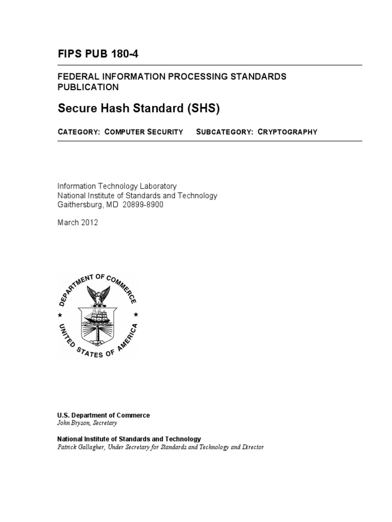 Secure Hash Standard (SHS) : FIPS PUB 180-4 | PDF | Cryptography ...