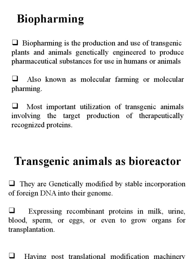 Biopharming Slide | PDF | Transgene | Insulin Like Growth Factor 1