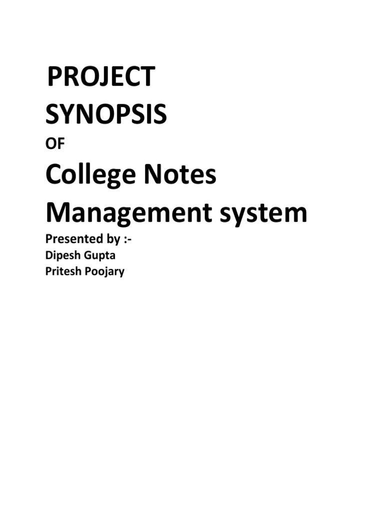 Project Synopsis College Notes Management System: Presented By | PDF ...
