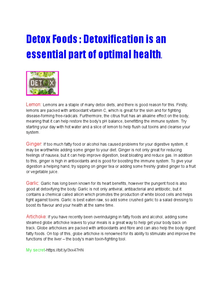 Detox Foods Detoxification Is An Essential Part of Optimal Health | PDF ...