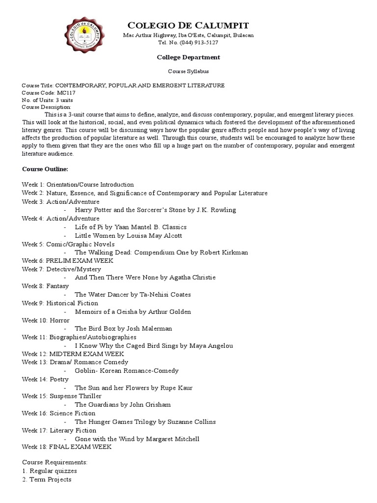 Contemporary, Popular & Emergent Literature | PDF | The Arts