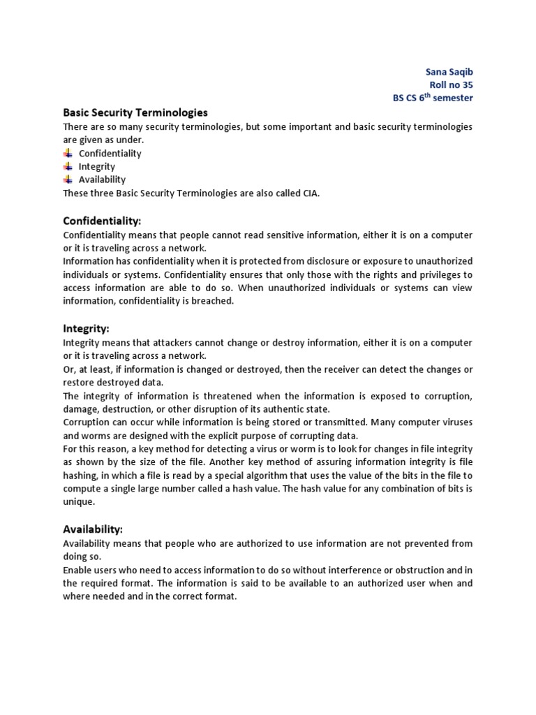 Security Terminologies (Information Security) | PDF