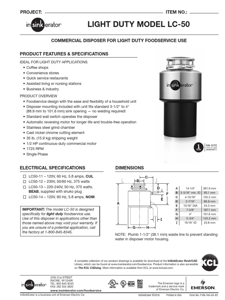 Light Duty Model Lc-50: Project: Item NO. | PDF | Mains Electricity ...