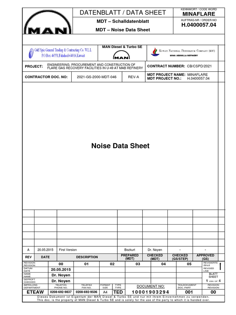Rev00 - Noise Data Sheet | PDF | Noise | Decibel