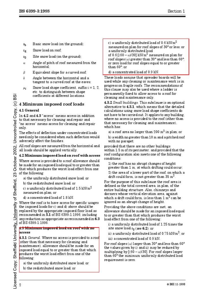Bs-6399-Min. Roof LR | PDF | Slope | Roof