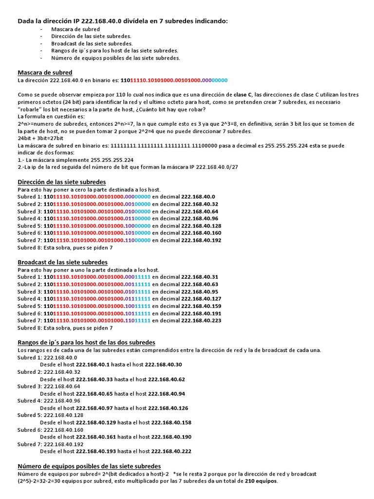 Subredes de Clase C: Guía Práctica | PDF | Dirección IP | Internet