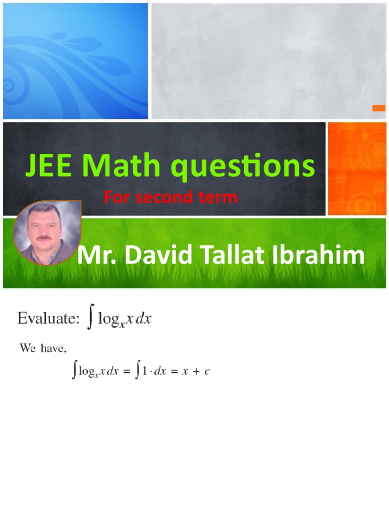 JEE Math Questions For Second Term | PDF