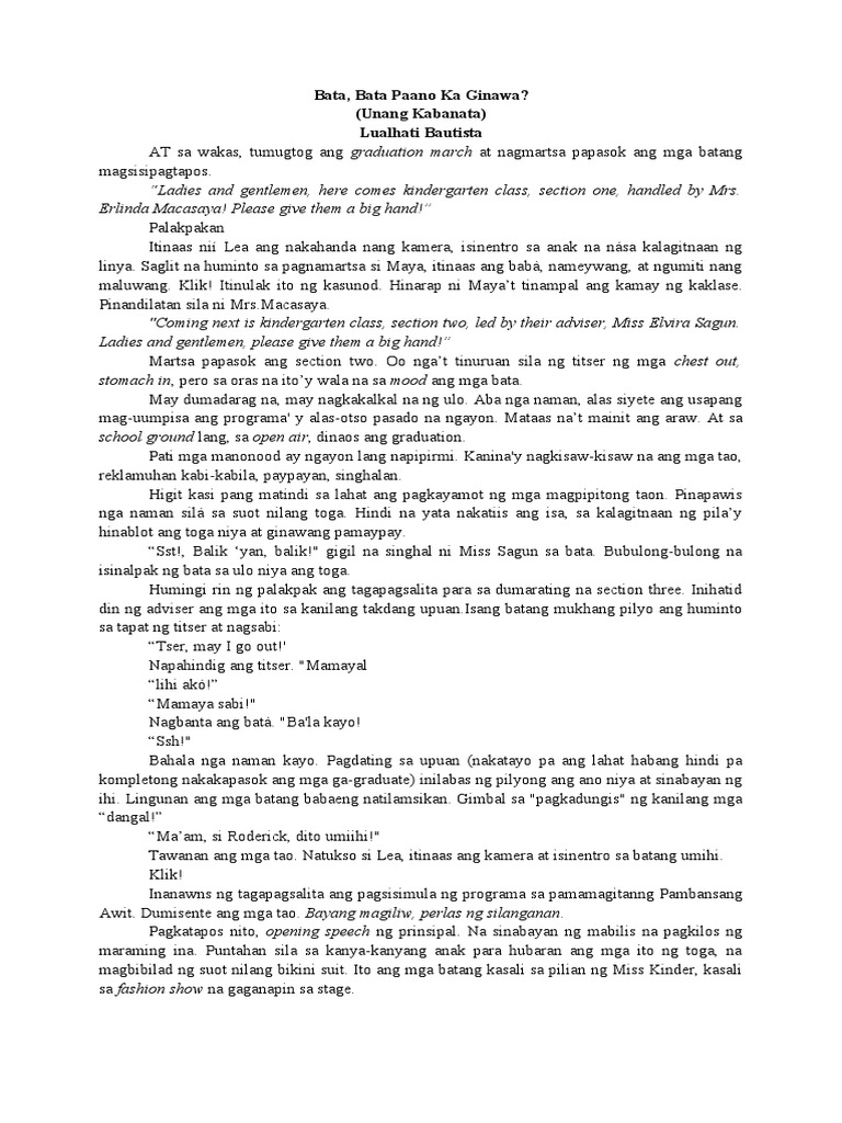Bata, Bata Paano Ka Ginawa | PDF