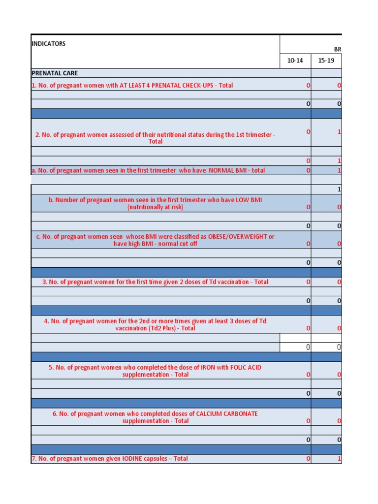 Fhsis Template Sample | PDF | Pregnancy | Childbirth