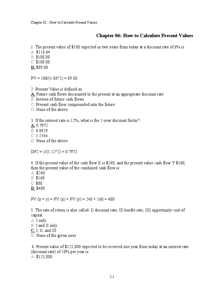 Calculating Present Values and NPV | PDF | Present Value | Net Present ...