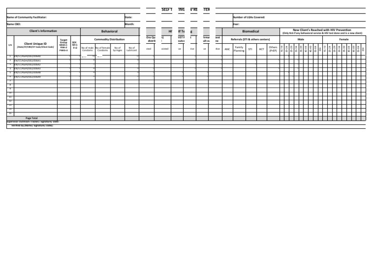 HIV Self Testing Register - CF 002 | PDF | Hiv/Aids | Immunodeficiency